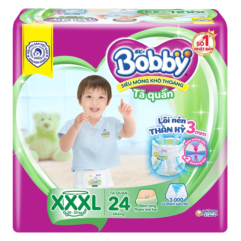 Bỉm - Tã quần Bobby Fresh size XXXL 24 miếng (cho bé 20 - 35kg) - Kids Plaza