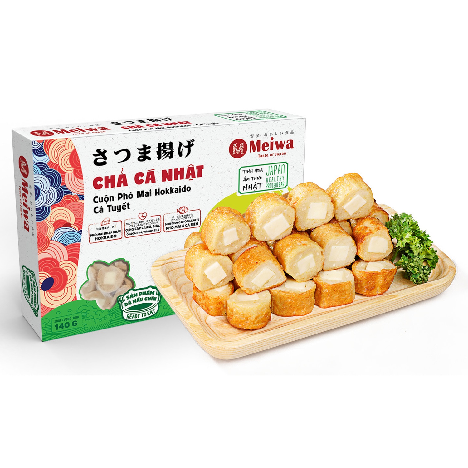 Chả Cá Nhật Cuộn Phô Mai Hokkaido Cá Tuyết Meiwa HSV21 - Kids Plaza