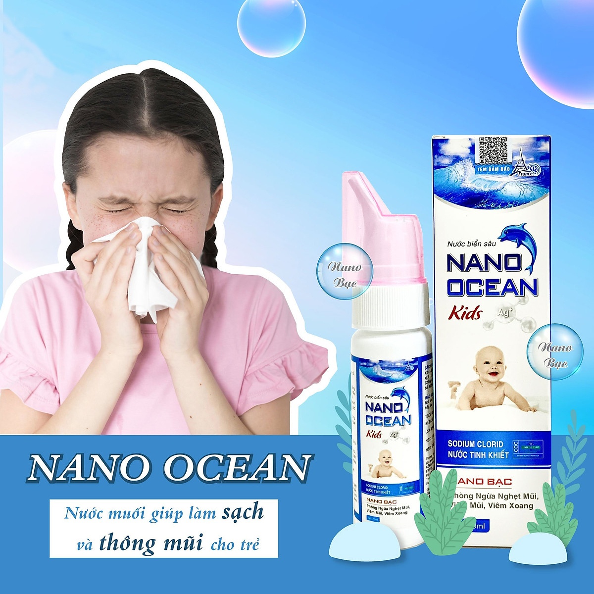 Dung dịch xịt mũi muối biển cho trẻ em Nano Ocean Kids 70ml - Kids Plaza