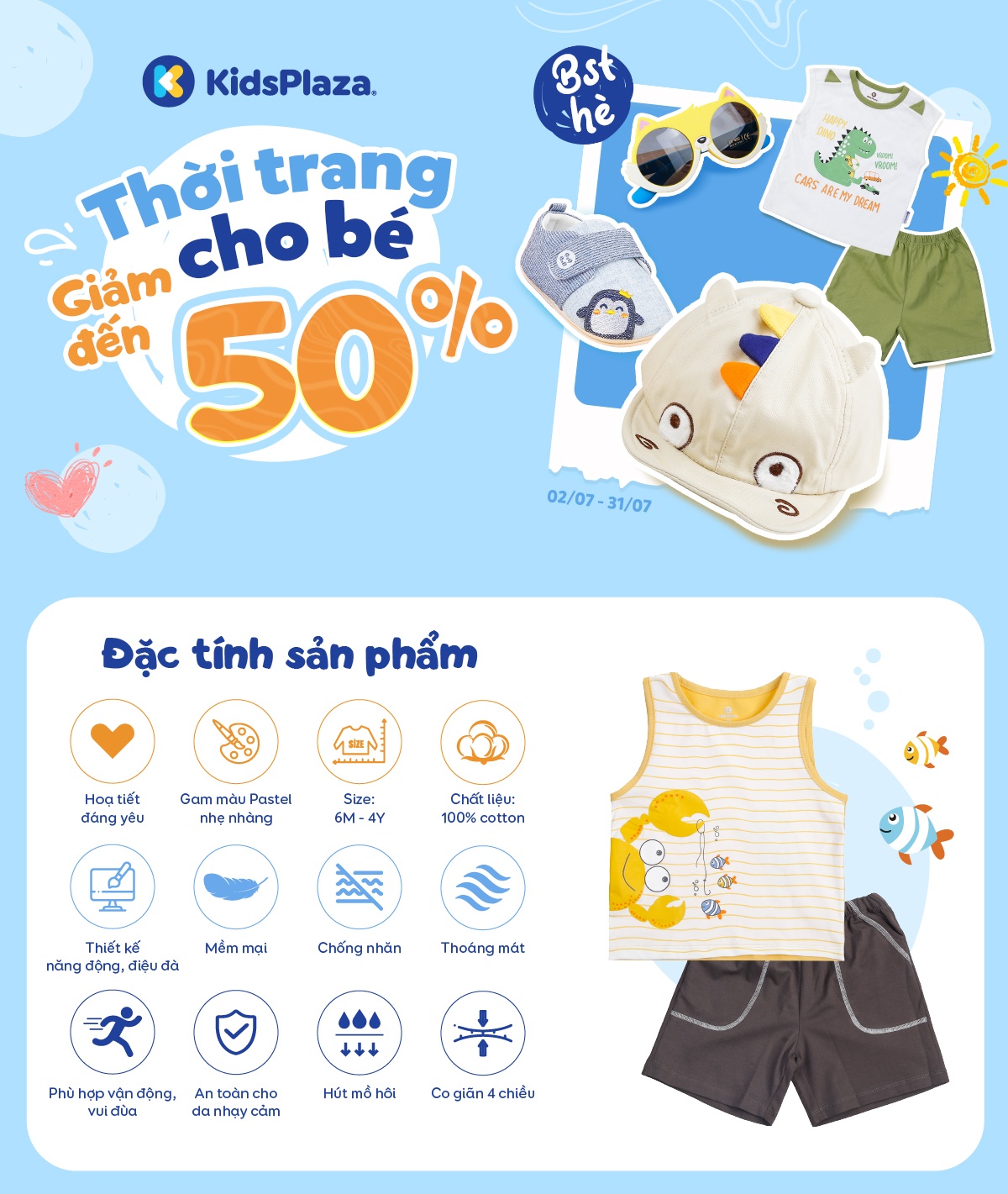 Thời trang cho bé sale up to 50% - Kids Plaza
