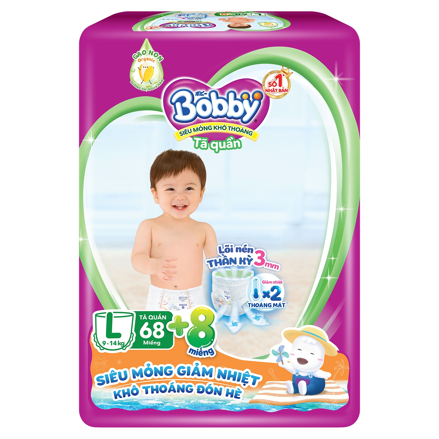 Bỉm - Tã quần Bobby Fresh size L 68 miếng (cho bé 9 - 13kg) l Kids Plaza