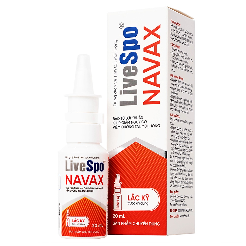 Dung dịch vệ sinh tai mũi họng LiveSpo Navax 20ml (Dạng xịt) - Kids Plaza